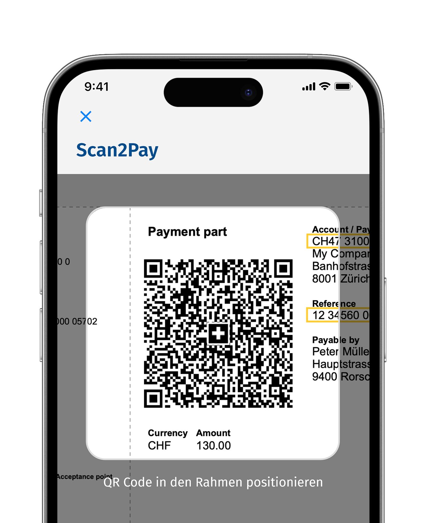 Rechnung einfach mit der Kreditkarte bezahlen: Scan2Pay